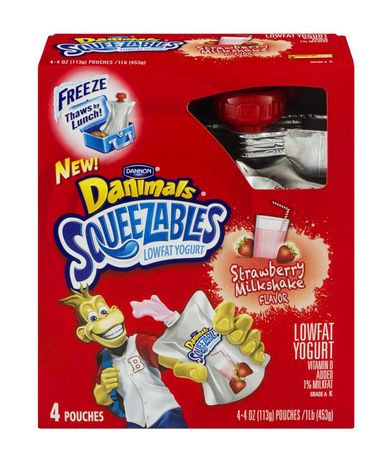 Buy Danimals Squeezables Yogurt, Lowfat, Stra... Online | Mercato
